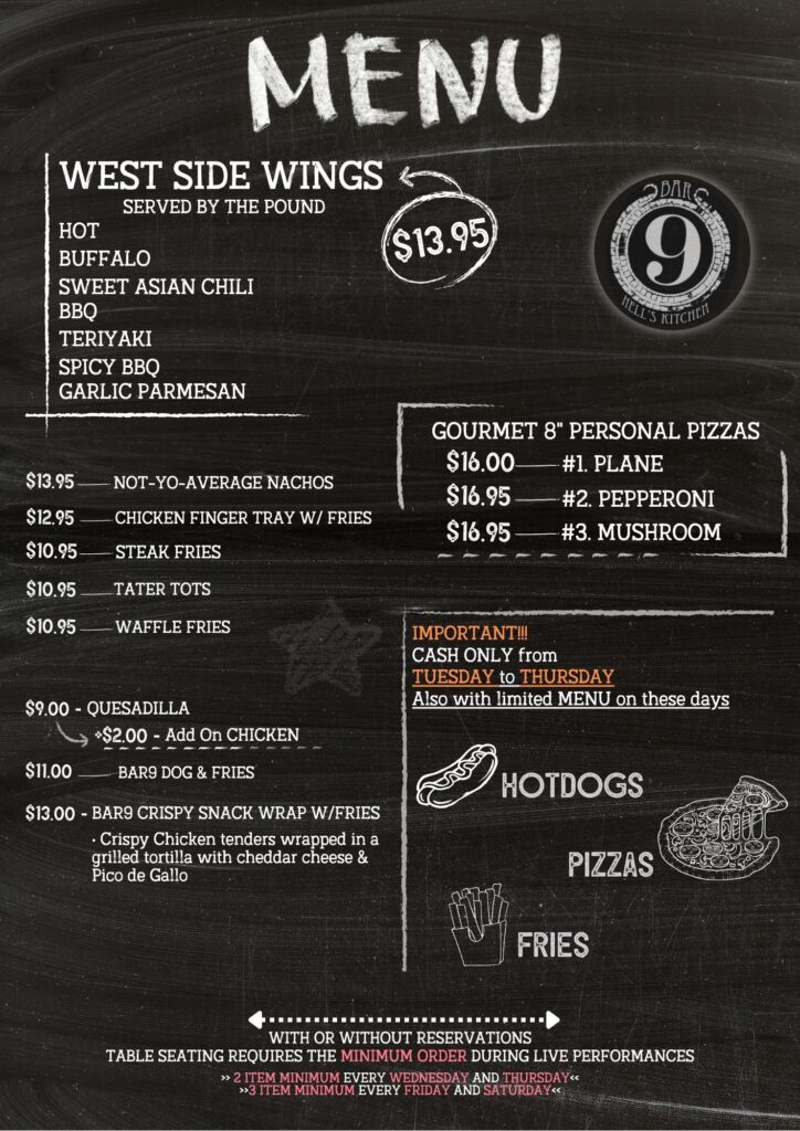 menu – Bar Nine